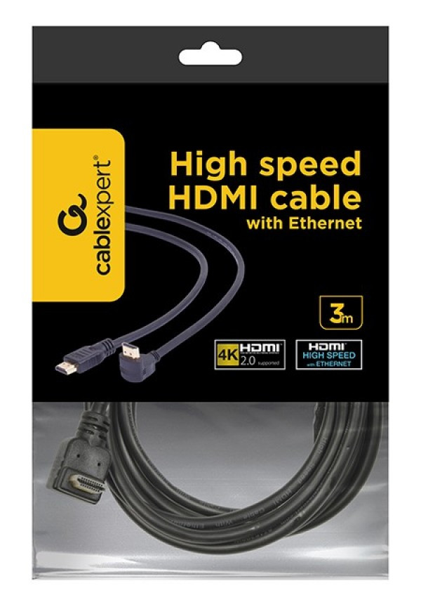 CC-HDMI490-10 Gembird HDMI kabl v.2.0 3D/4K TV konektor pod uglom 90 stepeni 3m