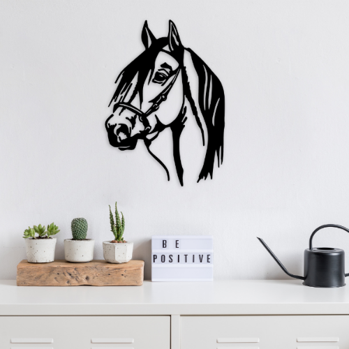Zidna dekoracija konj, metalni, 40x55 cm