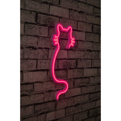 Zidna dekoracija mačka LED, roze