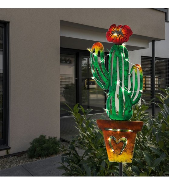 LED solar plug-in light, cactus, colored, H 80 cm