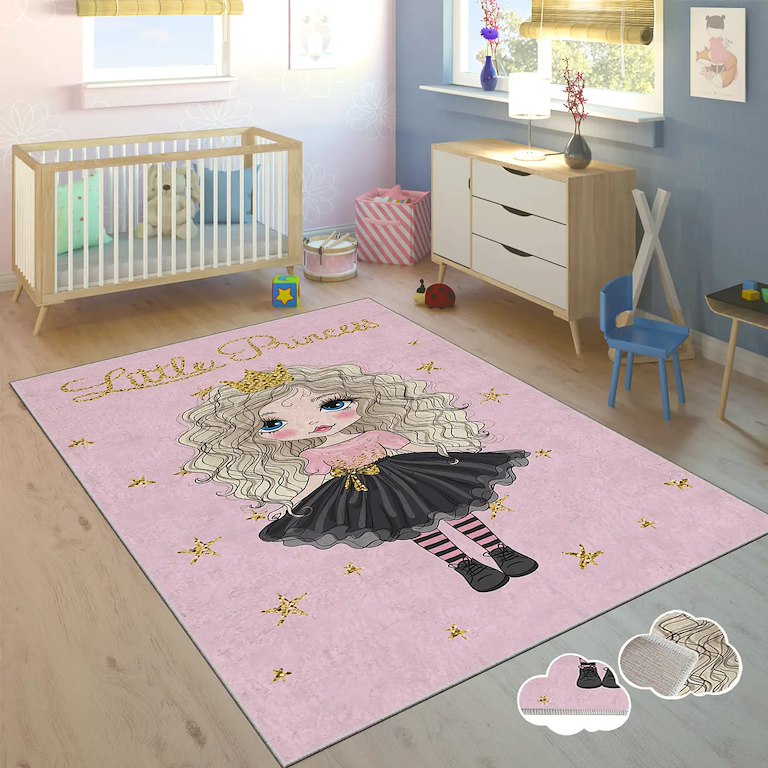 MEY HOME Tepih za dečiju sobu Little Princess 3D MYS-2 roze-crni