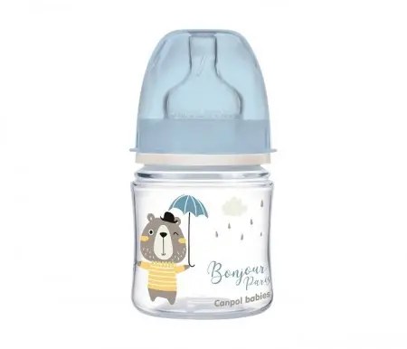 CANPOL BABIES Flašica za bebe Wide Neck Easy Start pp Bonjour Paris 35/231 120 ml plava