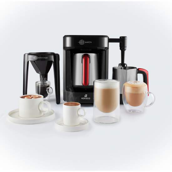 Karaca Hatır Barista Steel Cappuccino and Turkish Coffee Machine Imperial Red