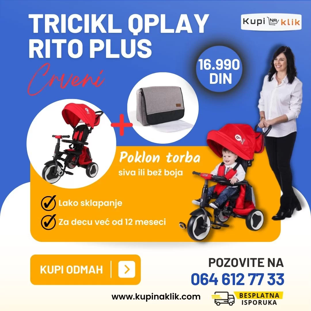 Tricikl Qplay Rito plus crveni + Poklon
Tricikl Qplay Rito plus crveni + Poklon