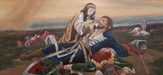 Slika Kosovka devojka, ulje na platnu, 140x100
