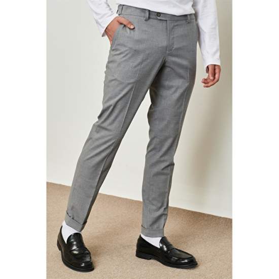 Slim Fit vunene elastične pantalone sa elastičnim strukom