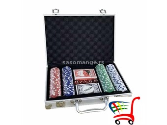 poker čipovi 200 kom. sa dva špila karata i koferom - poker čipovi 200 kom. sa dva špila karata i...