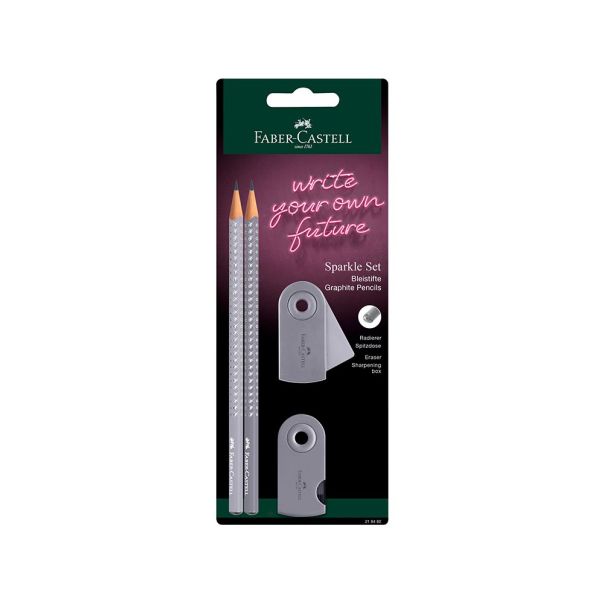 FABER CASTELL Grafitne olovke Polyblister 2Sparkle+rezač+gumica218482 dapple gray