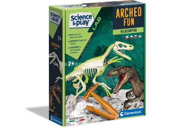CLEMENTONI Science &amp; Play Velociraptor dinosaur fluorescent rész stock