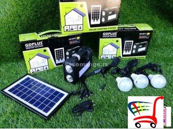 Solarni sistem Sa Akumulatorom + 3 LED Sijalice + USB - Solarni sistem Sa Akumulatorom + 3 LED Si...