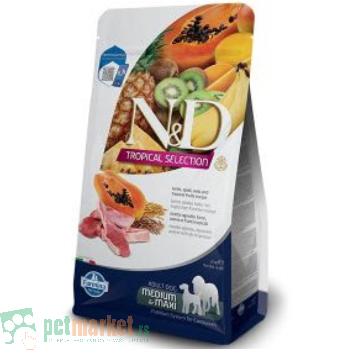 N&D Tropical: Hrana za odrasle pse srednjih i velikih rasa Medimu/Maxi Adult Jagnjetina