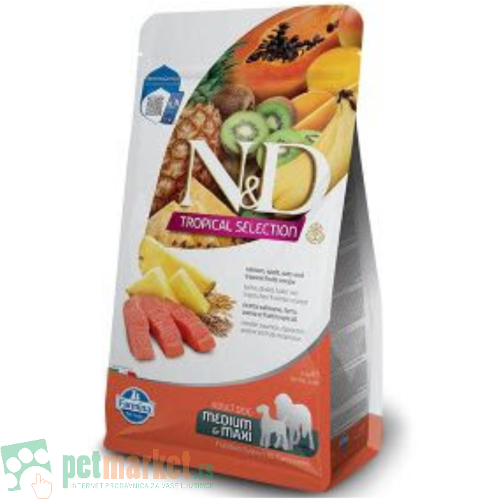 N&D Tropical: Hrana za odrasle pse srednjih i velikih rasa Medimu/Maxi Adult Losos, 10 kg