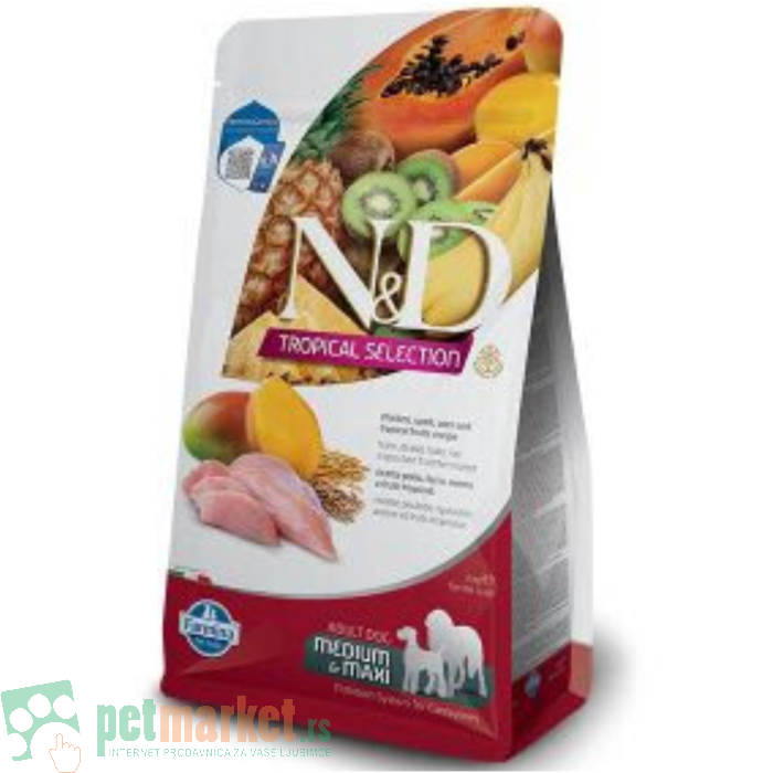 N&D Tropical: Hrana za odrasle pse srednjih i velikih rasa Medimu/Maxi Adult Piletina, 10 kg