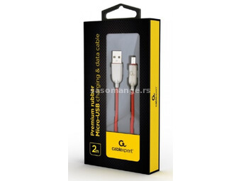 CC-USB2R-AMmBM-2M-R Gembird Premium rubber Micro-USB charging and data cable, 2m, red