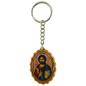 Drveni privezak za ključeve "Isus Hrist"
