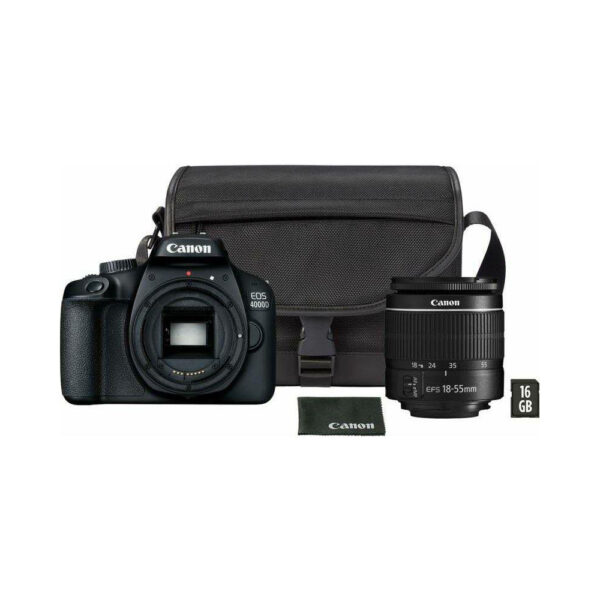 Canon EOS 4000D + 18-55mm DC III + torba SB130 + 16GB