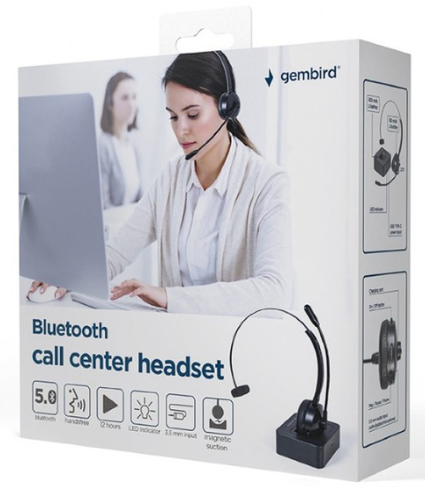 BTHS-M-01 Gembird Bluetooth slušalice za Call centar, mono, crne