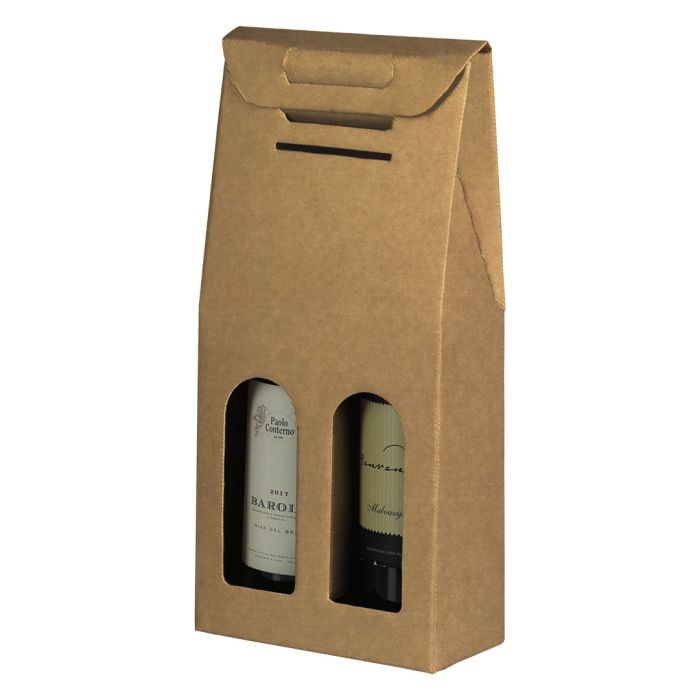 BOTTLE DUO - Troslojna samosklopiva poklon kutija za dve flaše