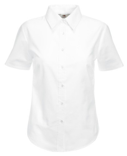 FRUIT OF THE LOOM, LADIES SHORT SLEEVE OXFORD SHIRT, ŽENSKA OXFOR KOŠULJA, BELA, L
