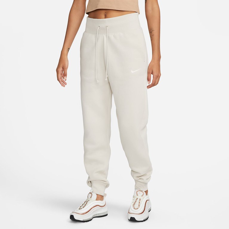 Nike W NSW PHNX FLC HR PANT STD, ženske pantalone, bela