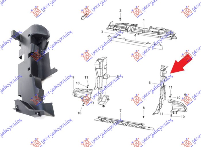 NOSAC HLADNJAKA PLASTICNI VERTIKALNI Leva str. JEEP CHEROKEE (2014-2019) (OEM: 68207949AA)