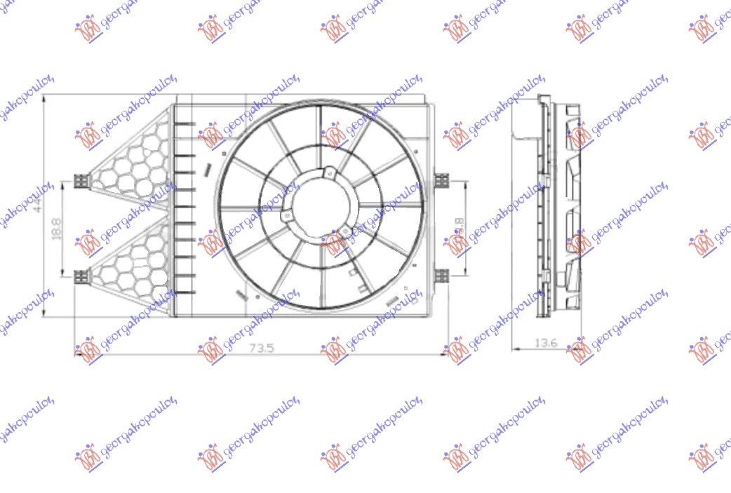 NOSAC VENTILATORA (1.0/1.0-1.2TSI/1.2 SKODA ROOMSTER-PRAKTIK (2006-2010) (OEM: 6R0121207)