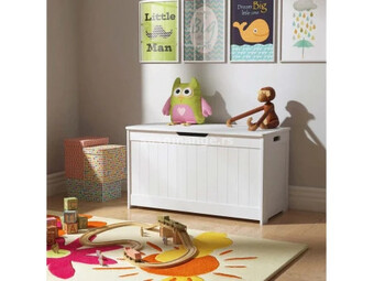 Kinder home komoda i drvena klupa za odlaganje dečijih igračaka i knjiga bela ( JVTR-3086 )