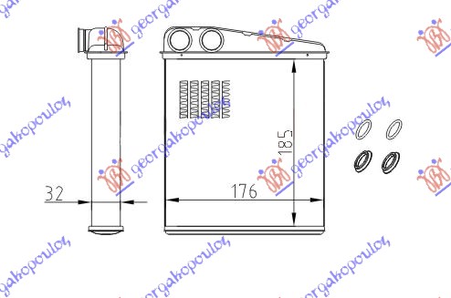 GREJAC KABINE (B) +/ – AC (185×176) VALEO VW GOLF VI (2008-2013) (OEM: 1K0819031A, 1K0819031B)