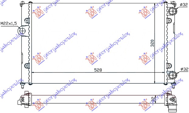 HLADNJAK MOTORA 1.6-1.8 8V -A/C (52×32) SEAT IBIZA (1995-1997) (OEM: 6K0121253H, 6K0121253S)