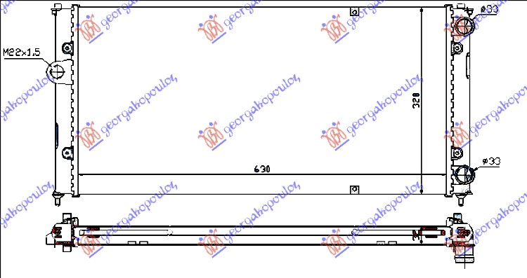 HLADNJAK MOTORA 1.6 8V-1.8 16V-2.0 (63×32) SEAT IBIZA (1993-1995) (OEM: 6K0121253A)