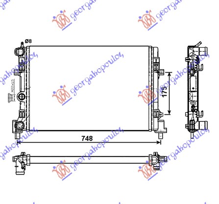 HLADNJAK MOTORA 1.2- 1.6 12 / 16V- 1.2- 1.6TDi (65×34 VW POLO (2014-2017) (OEM: 6R0121253, 6R0121253A, 6R0121253L)