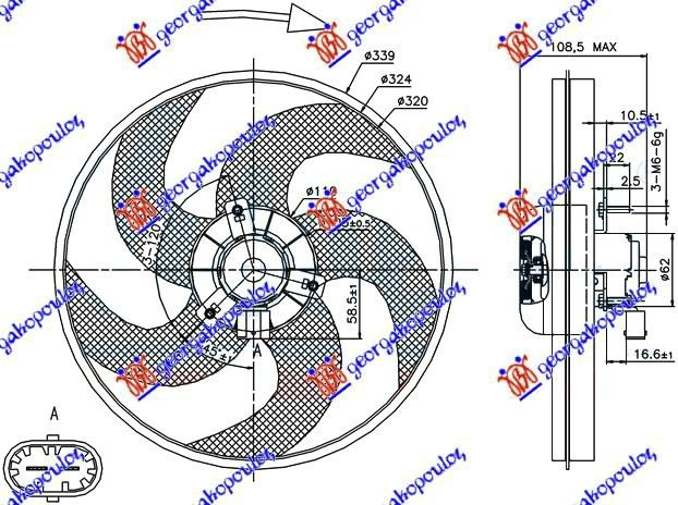 VENTILATOR -A/C BENZIN-DIZEL PEUGEOT 206 (1998-2009) (OEM: 1253.83, 125383)