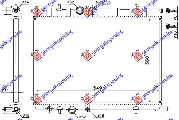 HLADNJAK MOTORA 1.4-1.6-2.0+/-A/C(38x56x2.7)-02 PEUGEOT PARTNER (2002-2008) (OEM: 1330.82, 133082)