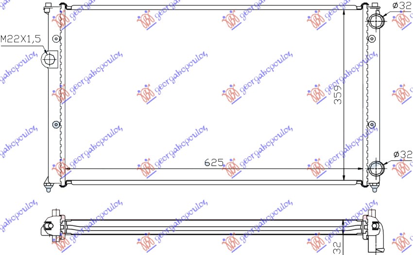 HLADNJAK 1.6 – 1.8 – 2.0 BENZIN – 1.9 TD MANUALNI VW CADDY VAN (1996-2004) (OEM: 1H0121253A, 1H0121253AK, 1H0121253C)