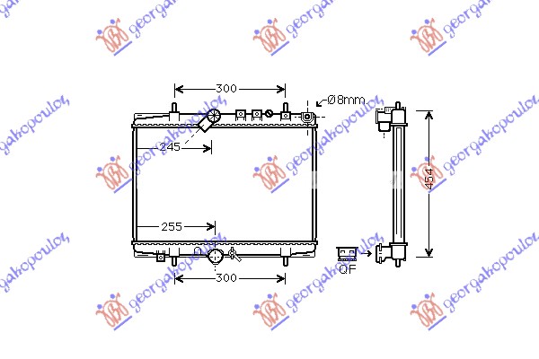 HLADNJAK MOTORA 2.2 HDi + / -A / C (38×55.8) PEUGEOT 607 (2000-2007) (OEM: 1330.78, 1330.Q4, 133078)