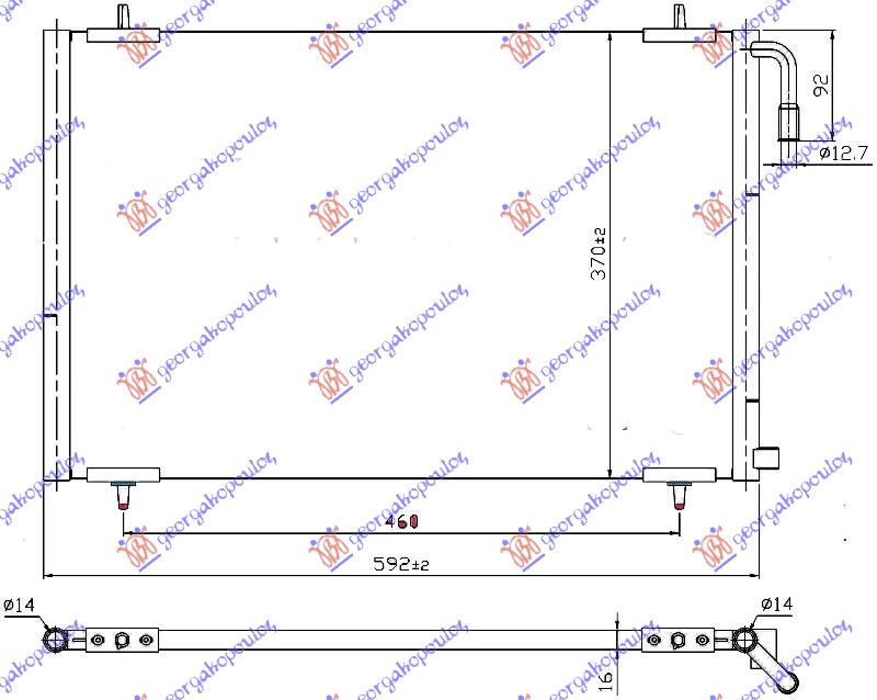 HLADNJAK KLIME -02 (54.5x37x1.6) PEUGEOT 206 (1998-2009) (OEM: 6455W6)