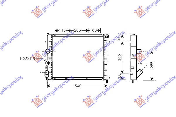 HLADNJAK MOTORA DIZEL (48x44x40) SA SRAFOM RENAULT KANGOO (1998-2003) (OEM: 7700304932)