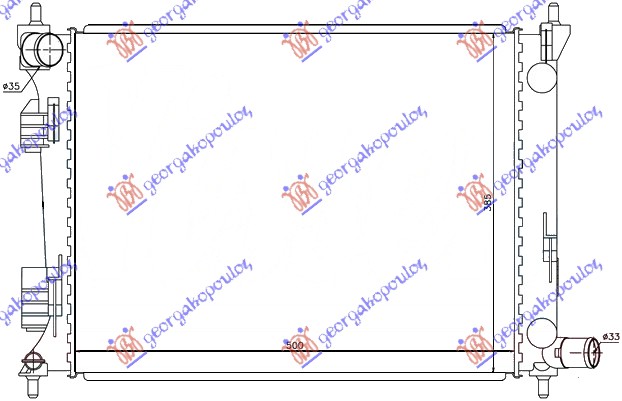 HLADNJAK MOTORA BENZIN (50×38.5×12) KIA RIO H/B (2011-2014) (OEM: 25310-1R000, 253101R000)