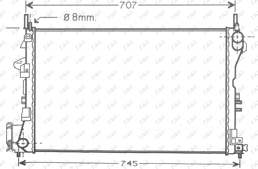 HLADNJAK MOTORA 1.6-18I 16V(65×40.5)Z16XE-Z18X OPEL VECTRA C (2005-2008) (OEM: 1300244, 24418338, 95524868)