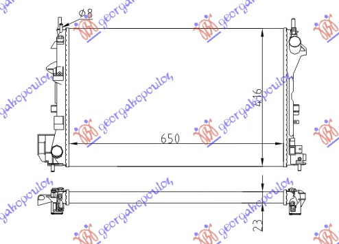 HLADNJAK MOTORA 1.6- 18I 16V (65×40 .5)Z 16XE-Z 18X OPEL SIGNUM (2006-2009) (OEM: 1300244, 24418338, 95524868)