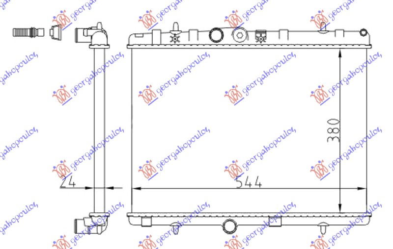 HLADNJAK MOTORA BENZIN-DIZEL (M) (38×54.4×2.3) CITROEN DS3 (2010-2014) (OEM: 1330.P8, 1330P8)