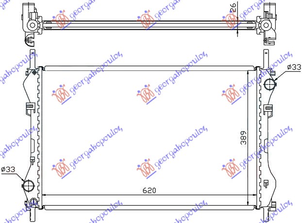 HLADNJAK MOTORA 2.4 TD – TDi – AC (62x40x26) FORD TRANSIT (2000-2006) (OEM: 4596701, YCIH8005B01BE)