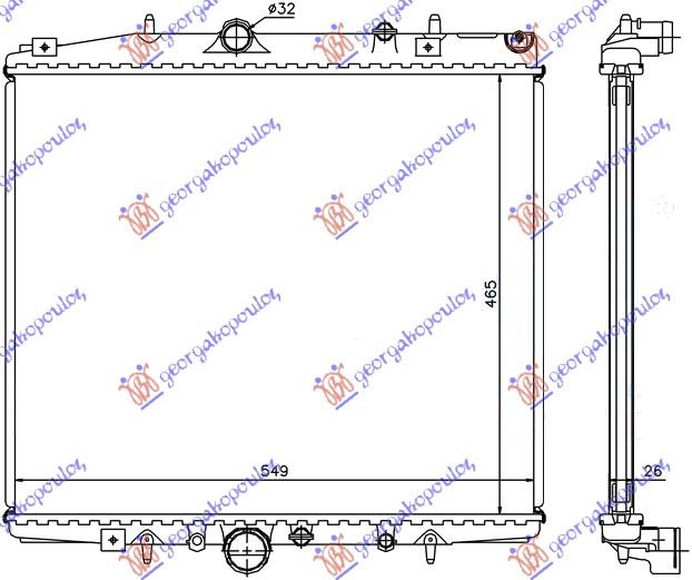 HLADNJAK MOTORA 2.0i – 16V – 2.0 – 2.2 JTD (46.5×56.3x PEUGEOT 807 (2002-2014) (OEM: 96417283, 1330E7)