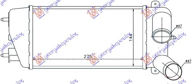 HLADNJAK INTERKULERA 1.4HDi (275x147x64) PEUGEOT 1007 (2005-2009) (OEM: 0384G2)