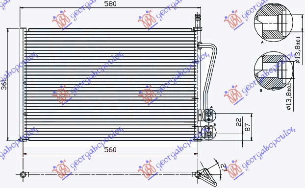 HLADNJAK KLIME BEN 1.4 DIZ (530x335x16) MAZDA 2 (2003-2007) (OEM: 1142771, 1146195, 1254203)