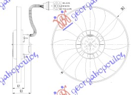 VENTILATOR (390mm) 90w 3PIN (TEMIC TIP) SKODA ROOMSTER-PRAKTIK (2006-2010) (OEM: 6Q0959455N)