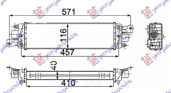 HLADNJAK INTERCOOLERA 1.3 JTD (41x115x40) 03- FIAT ALBEA (2005-) (OEM: 51718679)