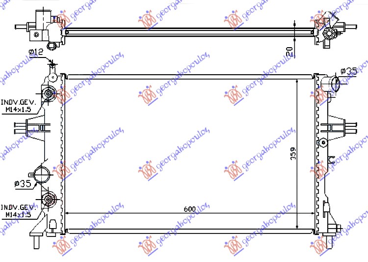 HLADNJAK MOTORA 1.4 – 1.6 – 1.8 AUT.+AC (60×37 OPEL ASTRA G (1998-2004) (OEM: 1300196, 1300214, 93177121)