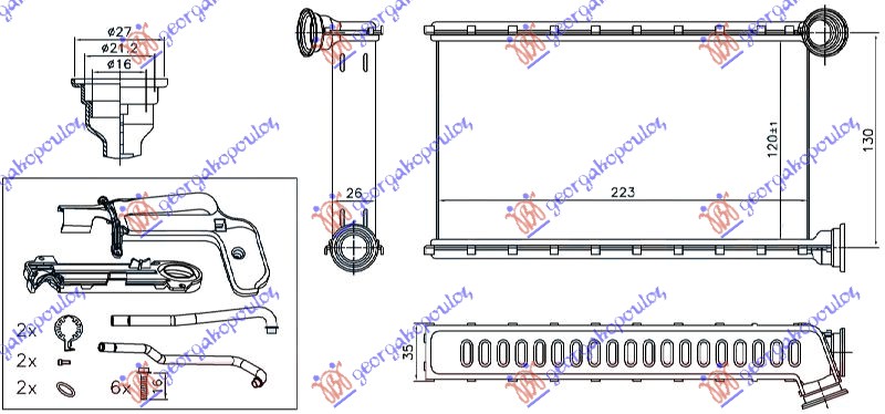 GREJAC KABINE (B) 1.0-1.2 PET +/-A/C (120×223) CITROEN C1 (2014-) (OEM: 1611283980)