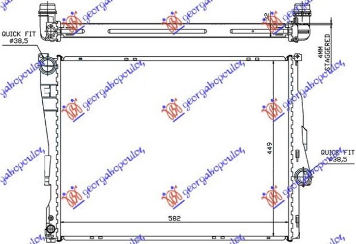 HLADNJAK MOTORA (580x450x32) (MEHAN) BMW SERIES 3 (E46) COMPACT (2001-2005) (OEM: 1611573, 17119071517)